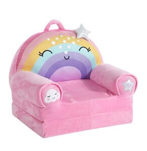 heritage kids rainbow convertible flip lounger foam chair - soft plush fabric - ages 3+, pink