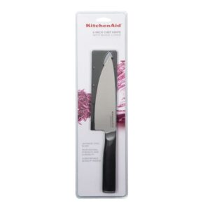 KitchenAid Classic Chef Knife with Custom-Fit Blade Cover, 6-inch, Sharp Kitchen Knife, High-Carbon Japanese Stainless Steel Blade, Black