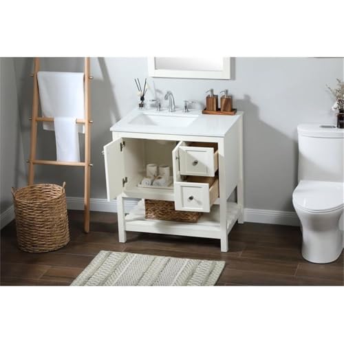 Elegant Kitchen and Bath 32 inch Single Bathroom Vanity Cabinet - White