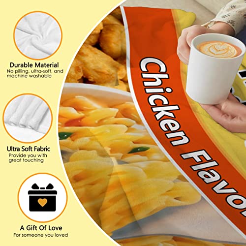 Funny Ramen Noodle Blanket - Plush Lightweight Fuzzy Food Throw for Ramen Lovers - Chicken Flavor, 40"x50"