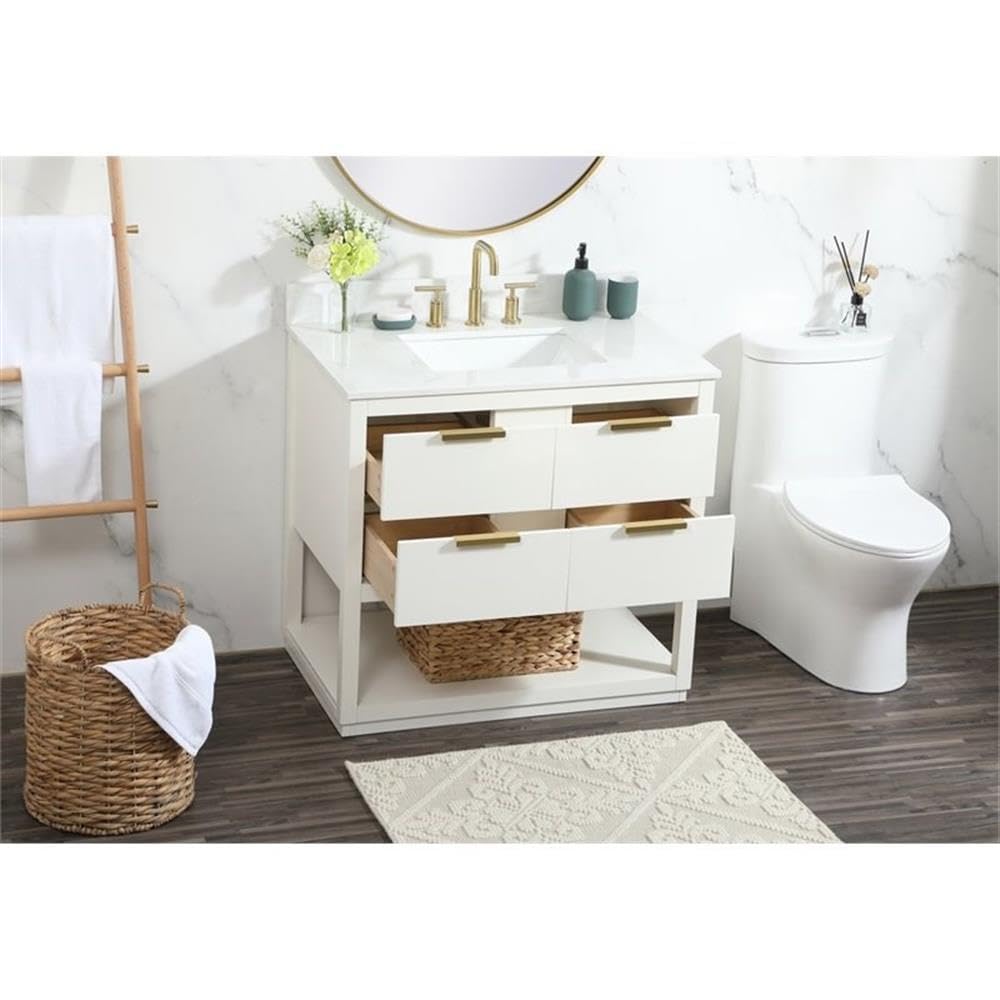 Elegant Decor Larkin 36" MDF Single Bathroom Vanity with Backsplash in White