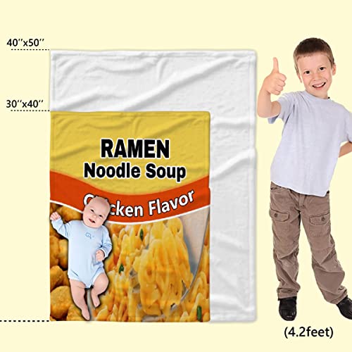 Funny Ramen Noodle Blanket - Plush Lightweight Fuzzy Food Throw for Ramen Lovers - Chicken Flavor, 40"x50"