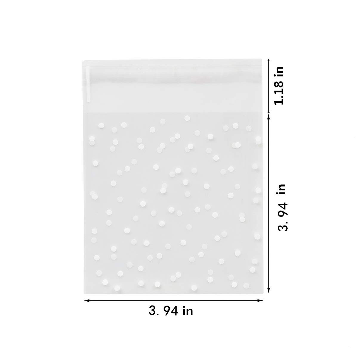 200 Pieces Clear Treat Bags Biscuit Roasting Gift DIY Plastic Candy Bags Individual Wrappers Self Adhesive OPP Cookie Bakery Decorating Favor Bags (3.94x3.94Inches, White Polka Dot)