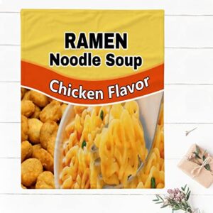 Funny Ramen Noodle Blanket - Plush Lightweight Fuzzy Food Throw for Ramen Lovers - Chicken Flavor, 40"x50"