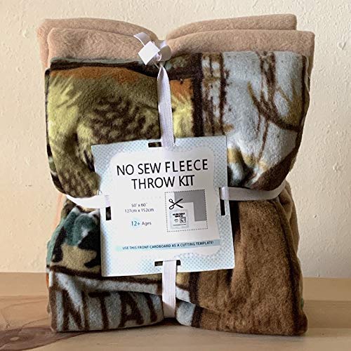 Life in The Woods Anti-Pill Premium No-Sew Throw Fleece Fabric Kit (72x60)