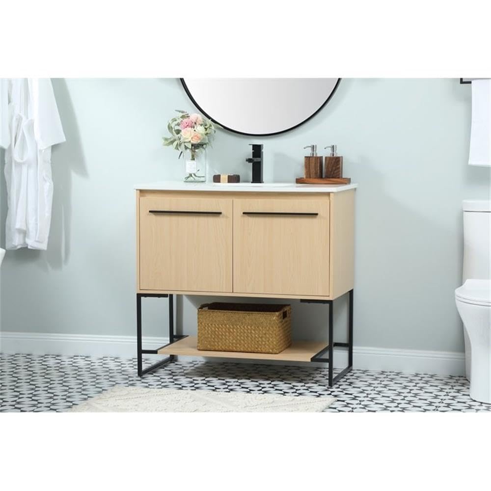 Elegant Kitchen and Bath 36 inch Single Bathroom Vanity Cabinet - Maple