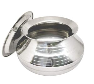 bartan hub stainless steel handi with lid ( pongal handi , 2500 ml , dishwasher safe ) handi 2.5 l with lid (stainless steel), medium