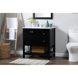 Elegant Decor Theo 32" Zinc Alloy MDF Single Bathroom Vanity in Black