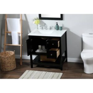 Elegant Decor Theo 32" Zinc Alloy MDF Single Bathroom Vanity in Black