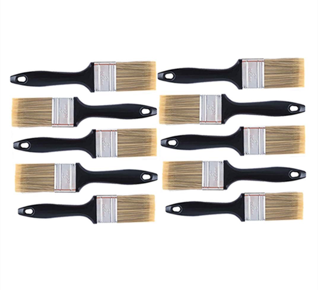 LAPXSNZD 10 Pieces 2 Inch Paint Brush,Flat Paint Brushes Professional Paint Tools with Treated Plastic Handle for DIY Paint,Furniture,Fences,Deck,and Wall Trim