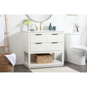 Elegant Decor Larkin 36" MDF Single Bathroom Vanity with Backsplash in White