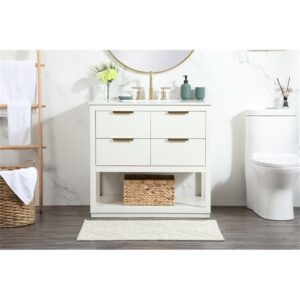 Elegant Decor Larkin 36" MDF Single Bathroom Vanity with Backsplash in White