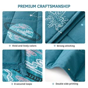 Mr. Sandman Weighted Blanket 3 Pounds Washable, Best for 20-40lb Breathable Cotton Heavy Blanket with Nontoxic Glass Beads - 36" x 48" Star Moon Blue