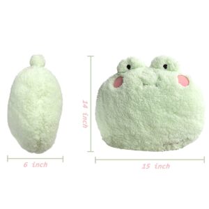 DXDE4U Frog Plush Pillow, Adorable Frog Stuffed Animal (15 * 14 inch), Home Cushion Decoration Plush Hugging Pillow Frog Toy Birthday Xmas Travel Gift for Kids Adults Girls Boys