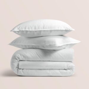 lasuens 100% lyocell duvet cover soft, silky and breezy (queen/full set, white)