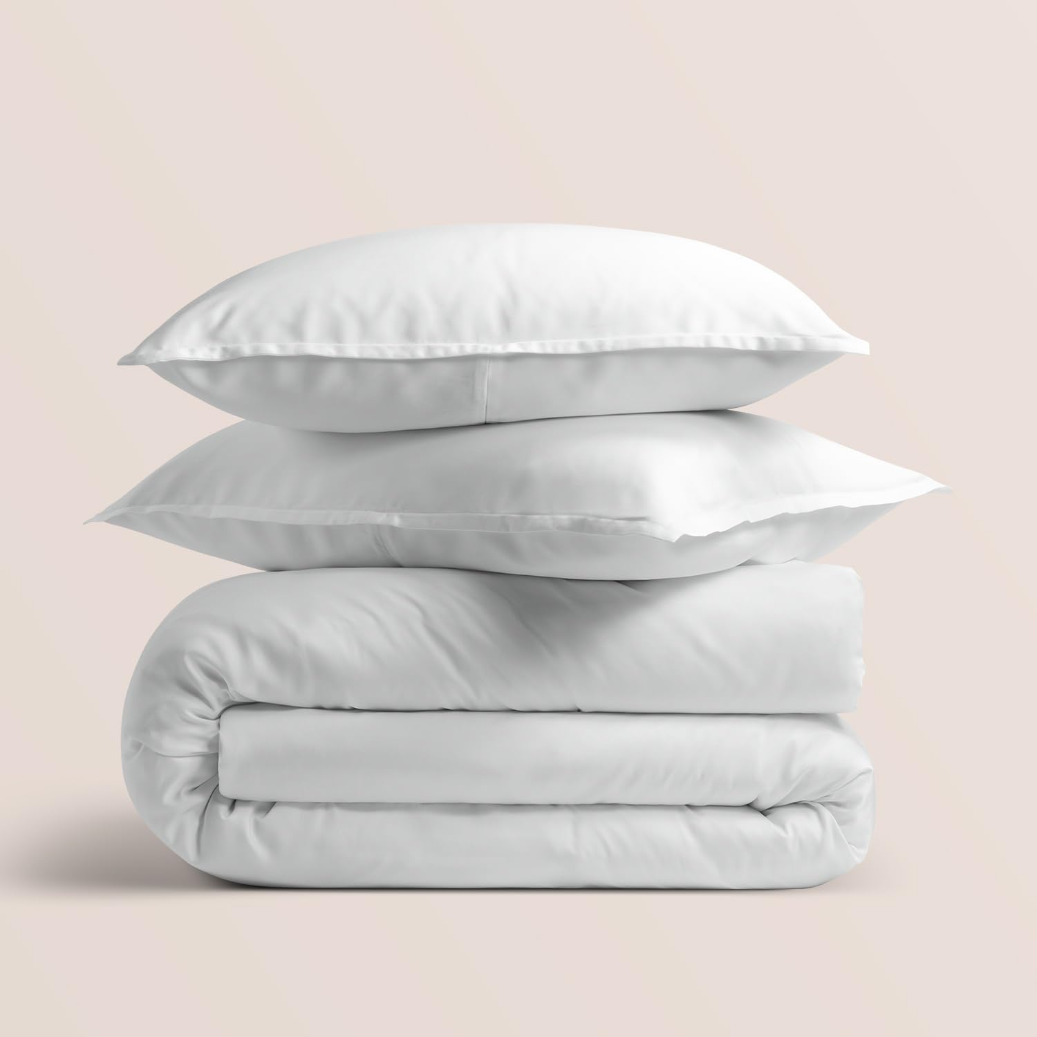 Lasuens 100% Lyocell Duvet Cover Soft, Silky and Breezy (Queen/Full Set, White)