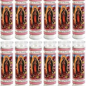 Our Lady of Guadalupe Religious Candle, Devotional, Vigil, Novena, Prayer, Saints, Candles, White, 12pk (1 Case)