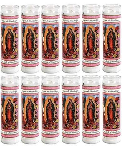 Our Lady of Guadalupe Religious Candle, Devotional, Vigil, Novena, Prayer, Saints, Candles, White, 12pk (1 Case)