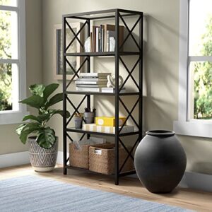 celine 30'' wide rectangular bookcase in blackened bronze