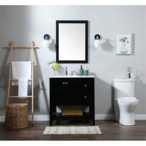 Elegant Decor Theo 32" Zinc Alloy MDF Single Bathroom Vanity in Black