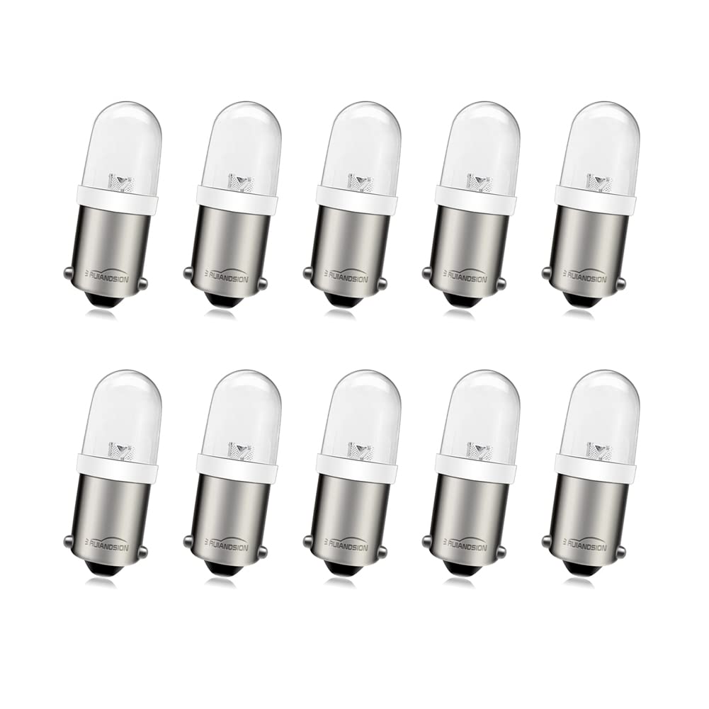 Ruiandsion 10pcs BA9S LED Bulb 120V AC/DC LED 9mm BA9s Base LED Replacement Bulb for Indicator Pilot Light,White