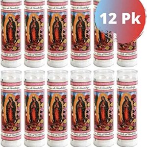 Our Lady of Guadalupe Religious Candle, Devotional, Vigil, Novena, Prayer, Saints, Candles, White, 12pk (1 Case)