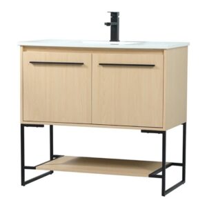 elegant kitchen and bath 36 inch single bathroom vanity cabinet - maple