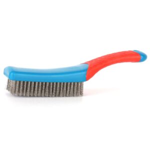 wire brush for metal paint removal steel wool scrubber with handle rust stain remover tool metal bristle brush for cleaning concrete paint remover scrub brush with stainless steel wire bristles