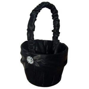 black wedding flower girl basket elegant rhinestone bride flower basket with handle candy petal storage container wedding party banquet decorative supplies wedding ceremony romantic decor