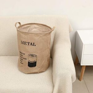 Natural Jute Recycling Bin Bag, Waste Bin Bags Basket for Home Kitchen Office - Round Reusable Recycle Garbage Trash Sorting Bins Organizer Baskets Recycling Container for Plastics