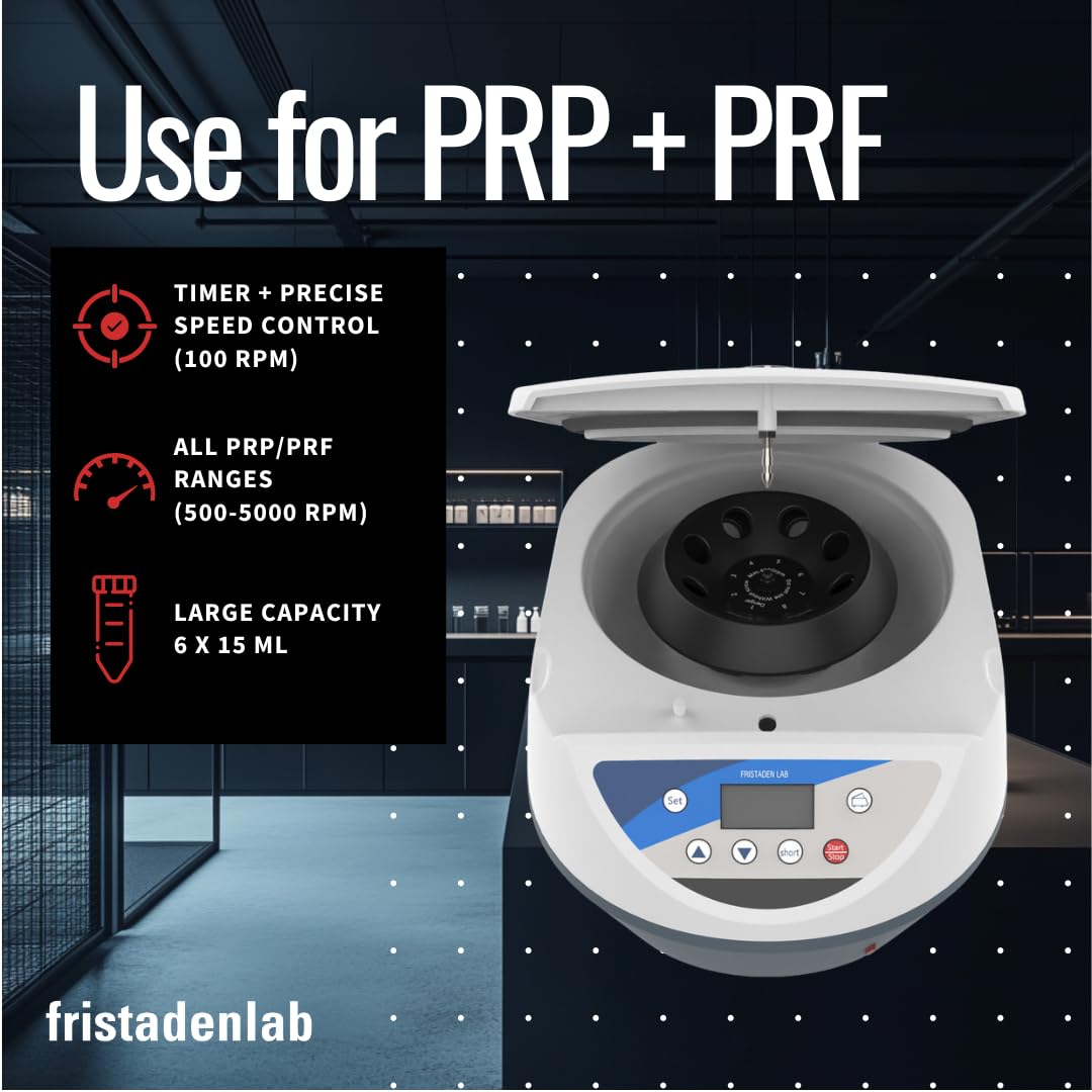 Fristaden Lab Centrifuge | for PRP and PRF | USA Company | 500-5000 RPM | 6 x 15 mL