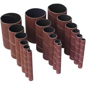 18 pack spindle sander sleeves, sanding sleeves for oscillating sander, 80 150 240 assorted grit sandpaper, 4-1/2" length, 1/2",3/4",1",1-1/2", 2", 3" diameter