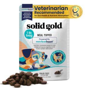 solid gold nutrientboost meal topper for dogs - plasma infused dog food topper & treats - gut health & immune system support - grain free additive with vitamins, minerals, protein & amino acids - 1 lb