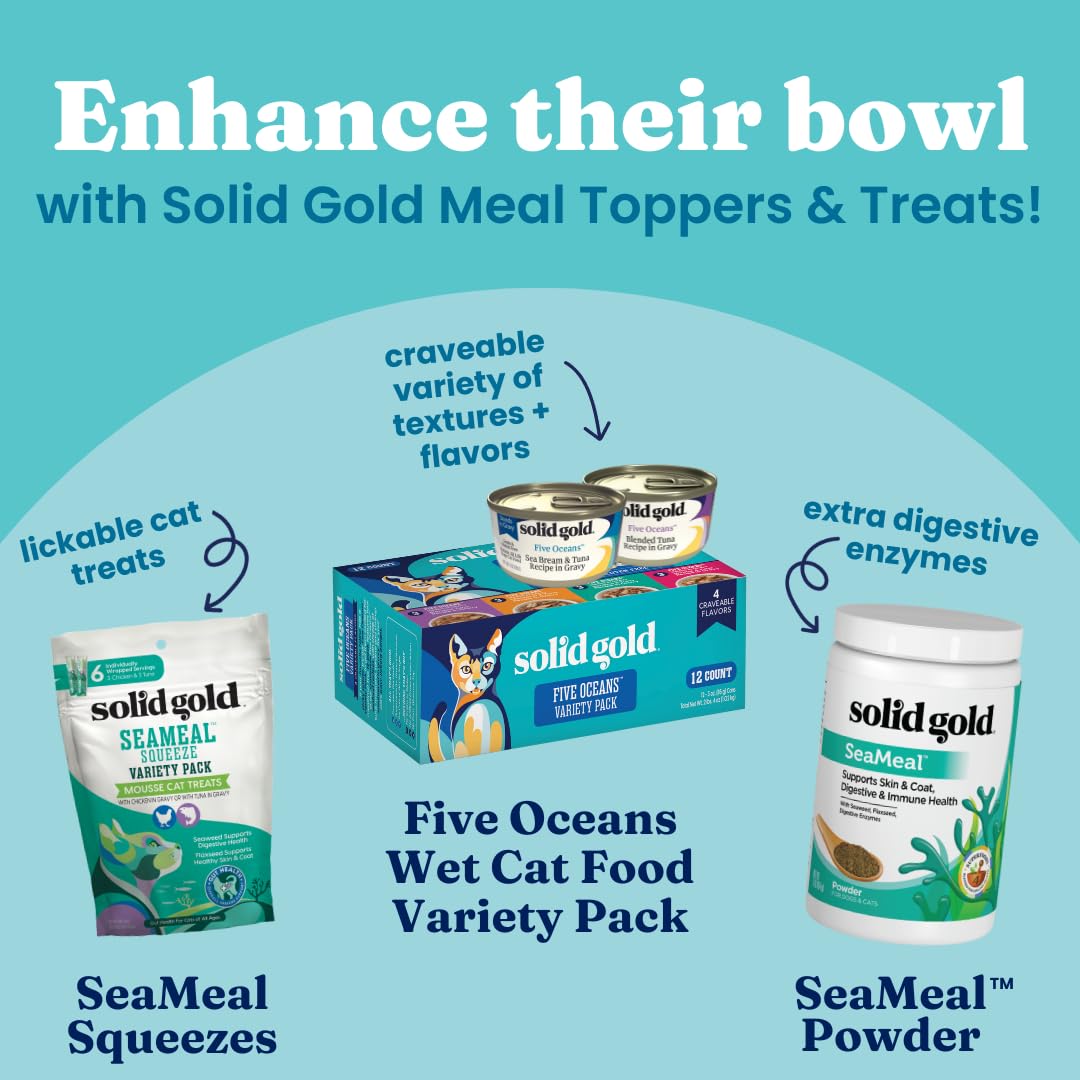 Solid Gold NutrientBoost Meal Topper for Cats - High Protein Crunchy Cat Treats Rich in Vitamins Minerals and Amino Acids - 1 Pound