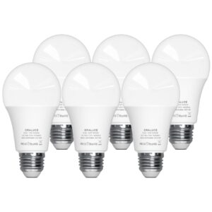 oraluce led light bulb, a19 12w lightbulbs, 100 watt equivalent, 120v 1200lm, 6500k cool white, e26 medium base, non dimmable, energy efficient, ul listed, 6 pack