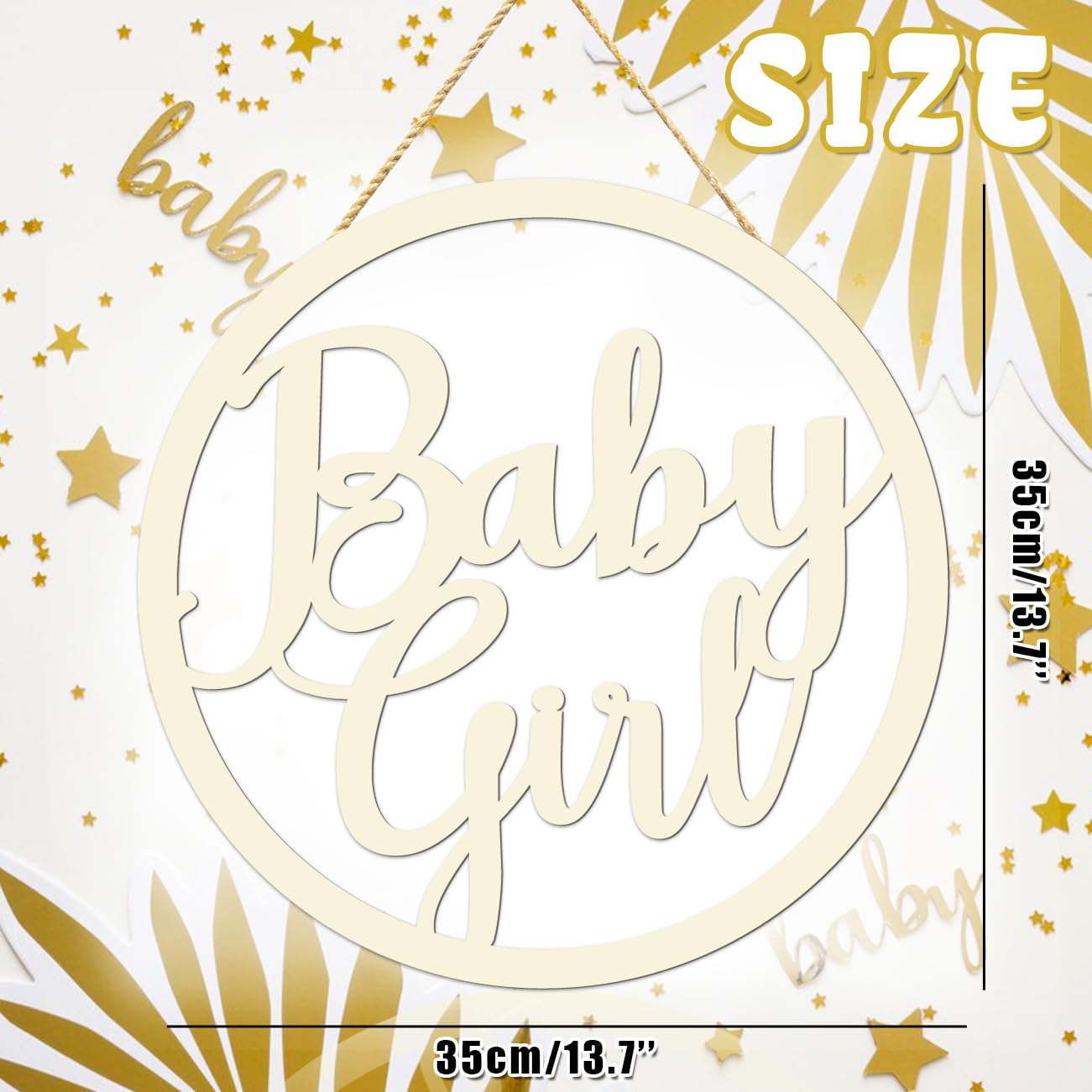 Baby Girl Wood Sign Baby Shower Decorations for Girl Cutout Wooden Baby Announcement Sign Baby Shower Photobooth Props for Gender Reveal Party Supplies