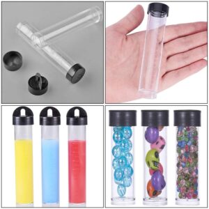 iplusmile 30 Pack Tube Container 0.85oz Clear Plastic Tube Bead Containers Liquid Containers with Black Screw-top Lid & Cylindrical Bottom, Easy to Stand and Place (Diameter 0.78"/ Length 4.13")