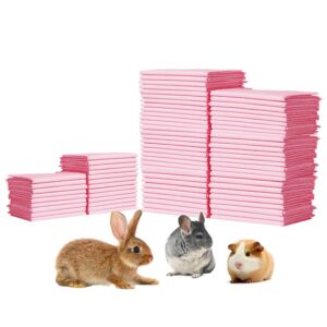 amakunft rabbit pee pads, pet toilet/ potty training pads, super absorbent guinea pig disposable diaper for hedgehog, hamster, chinchilla, cat, reptile and other small animal (100pcs-18 x13, pink)