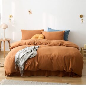 zipper halloween bedding brunt orange duvet cover queen full pumpkin duvet cover set fall rust orange comforter cover zipper tie 1 duvet cover 2 pillow shams,aesthetic bedding full, no comforter