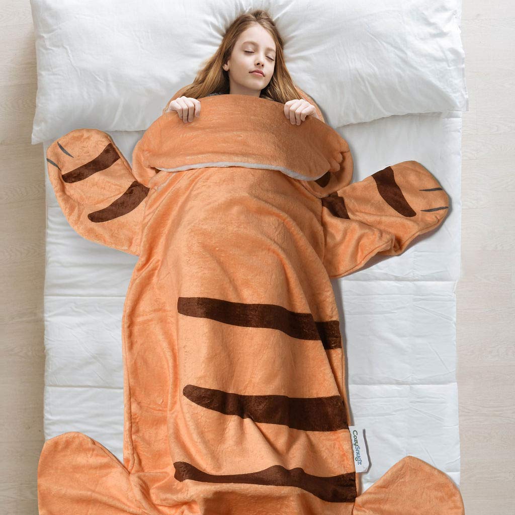 Cozy Tiger Animal Tail Blanket for Kids Soft and Comfortable Kids Sleeping Bag Sleep Sacks Blankets for Movie Night, Sleepovers, Camping and More - Fits Boys and Girls Ages 3-13 Years