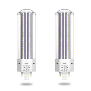 aluxcia gx24qg24q led 4-pin base light bulb 22w (42w cflcompact fluorescent lamp equivalent) gx24 led pl-c recessed lamp, removebypass the ballast, 6000k, 2-pack, 22 watts, 2 pack, daylight