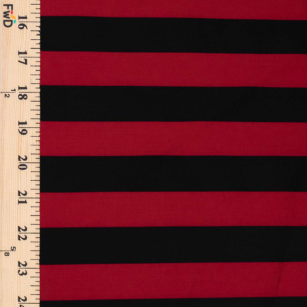 Printed Striped Cotton Fabric 100% Cotton 58/60" Wide Sold BTY (Black/Red)