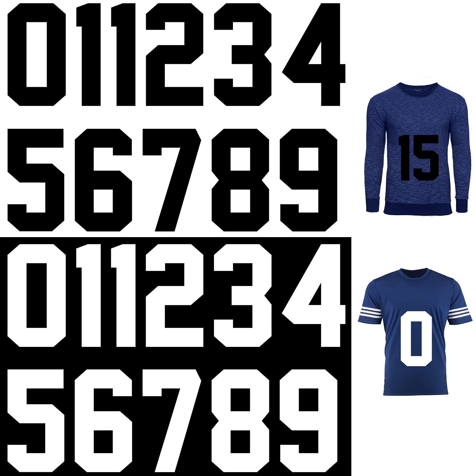 22 Pieces Iron on Numbers T Shirt Heat Transfer Numbers 0 to 9 Jersey Numbers Soft Iron on Numbers for Team Uniform Sports T Shirt Football Basketball Baseball (8 Inch)