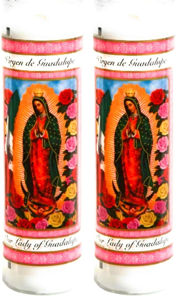 Our Lady of Guadalupe Religious Candle, Devotional, Vigil, Novena, Prayer, Saints, Candles, White, 12pk (1 Case)