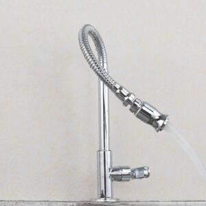 Bathtub Faucet Single Handle Kitchen Sink Faucet Pull Down Arbitrary Rotating Lavatory Cold Water Tap Chrome