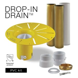 DROP-IN DRAIN Installation Kit for Freestanding Bathtub - with White PVC Pipe and brass pipes