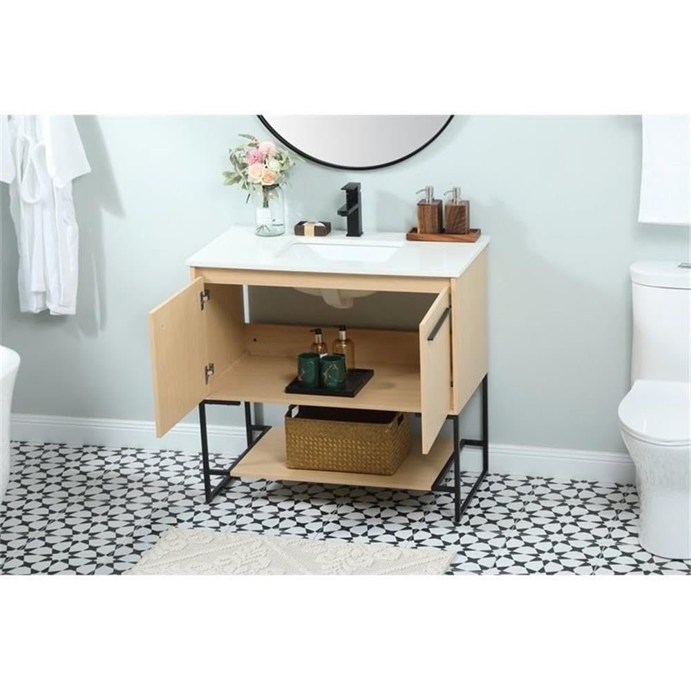 Elegant Kitchen and Bath 36 inch Single Bathroom Vanity Cabinet - Maple