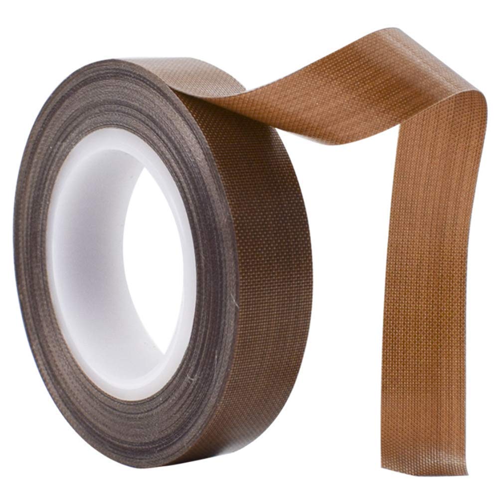 MISSYOUNG PTFE Coated Fabric Teflon Tape High Heat Teflon Adhesive Tape High Temperature Teflon Tape for Vacuum, Hand and Impulse Sealers Machine Sealing Tape 0.13mm Thickness (1/2 Inch x 33 Feet)