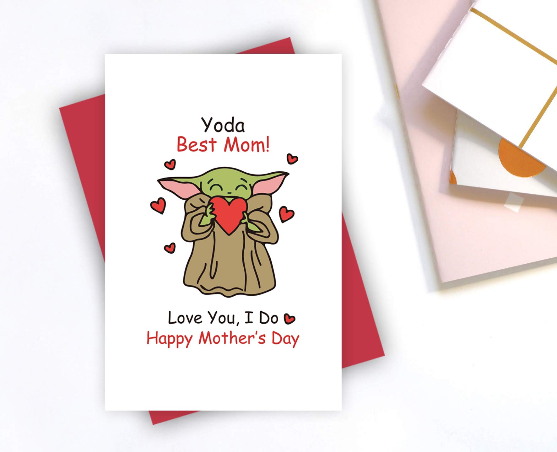 Cute Yoda Best Mom Card, Unique Happy Mother's Day Card, Sweet Birthday Greeting Card for Mom