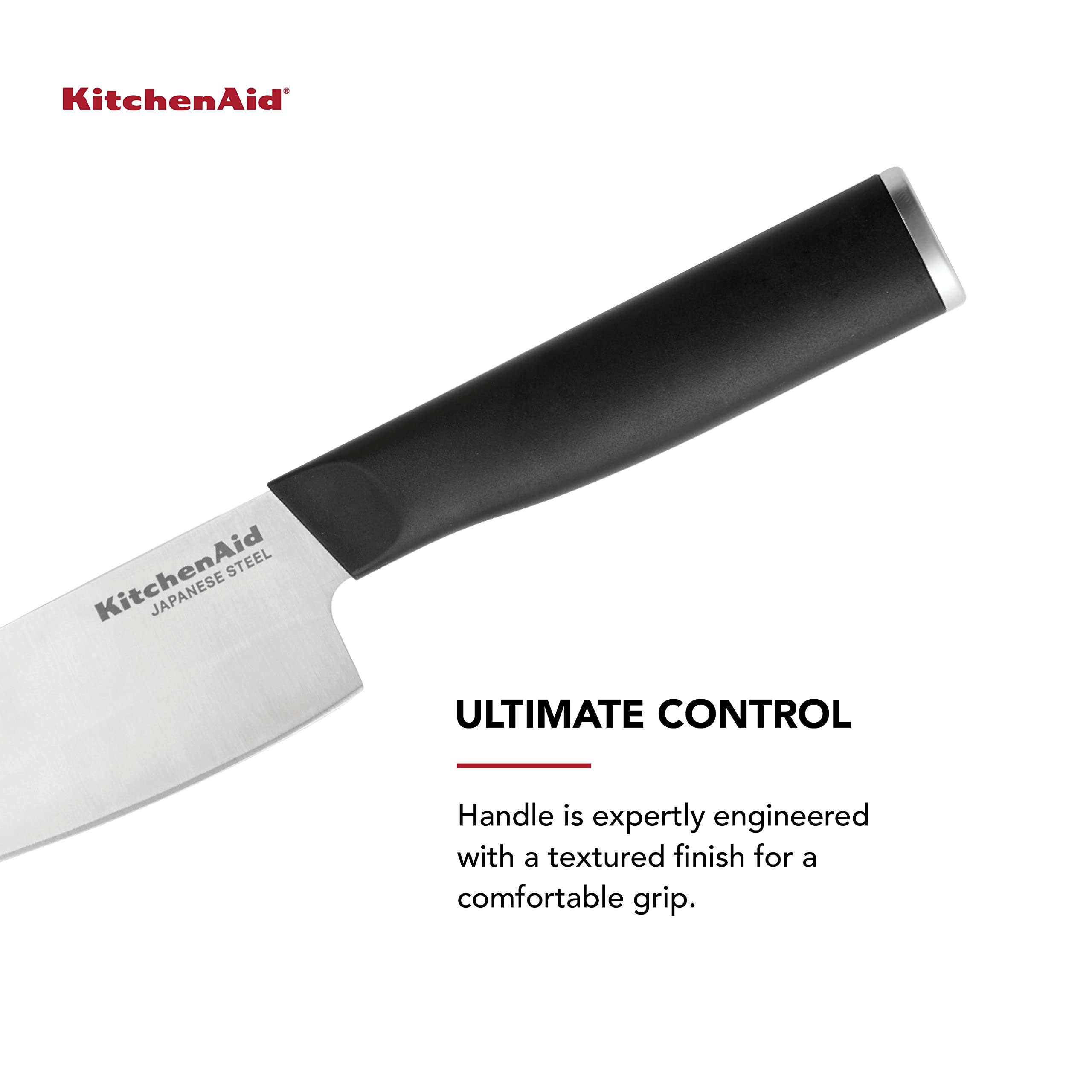 KitchenAid Classic Chef Knife with Custom-Fit Blade Cover, 6-inch, Sharp Kitchen Knife, High-Carbon Japanese Stainless Steel Blade, Black